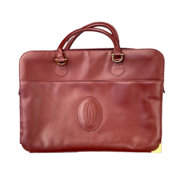 Cartier | Bags | Vintage Cartier Red Leather Embossed Oxblood Briefcase ...